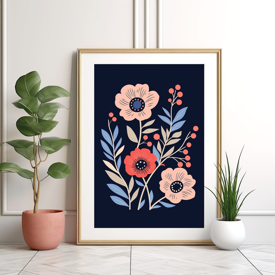 Boho Botanical Print Floral Wall Art Minimalist Modern Wall Art Decor ...