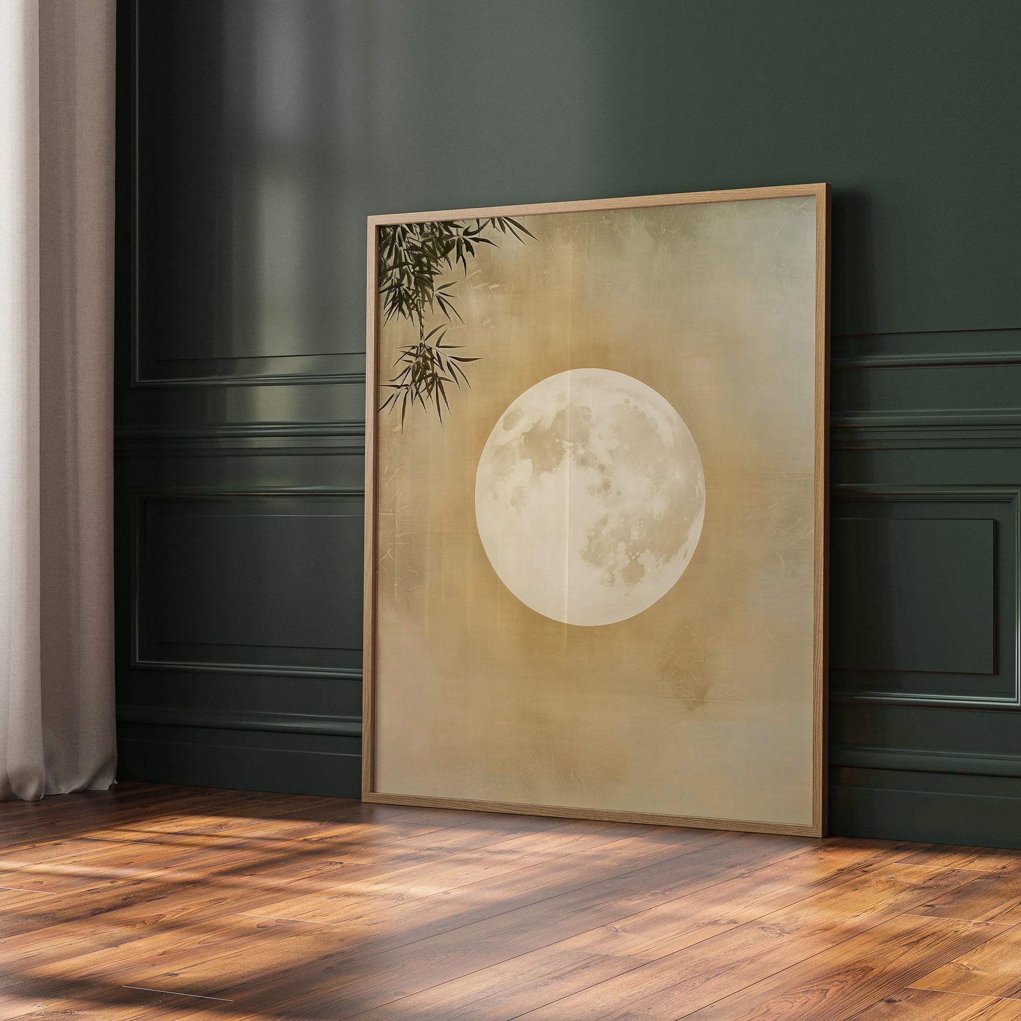 Japanese Moon Art Print: Vintage Style Japandi Wall Decor Printable Art ...