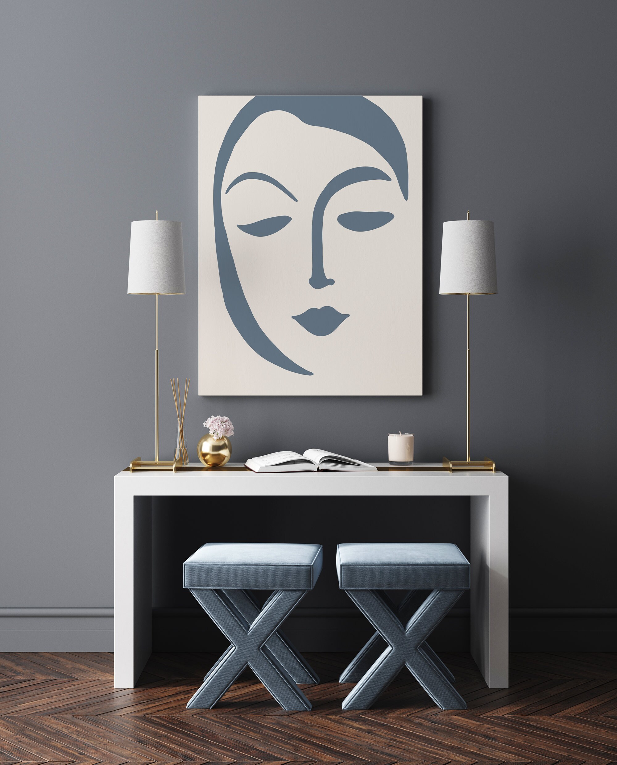 PRINTABLE Blue Matisse Print Woman Portrait Preppy Wall Art Abstract ...