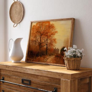 Antique Autumn Painting, Moody Fall Wall Art, Autumn Landscape Art ...
