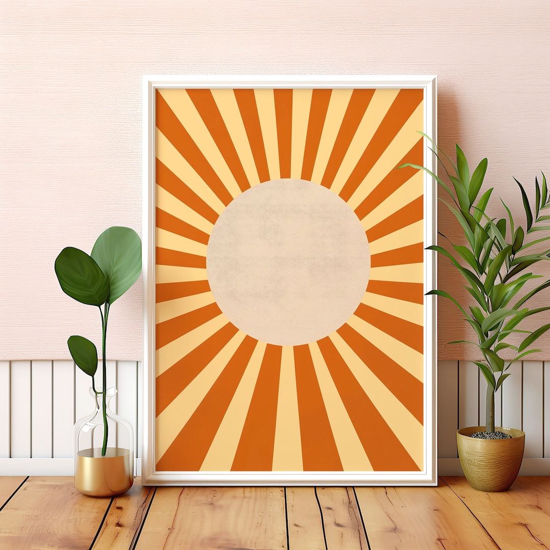 Boho Sunshine Wall Art, Sun Art Print, Mid Century Modern Poster ...