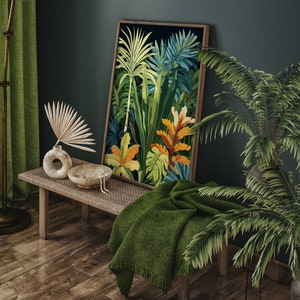 Boho Wall Art Botanical Print Green Tropical Leaves Wall Decor Plants ...