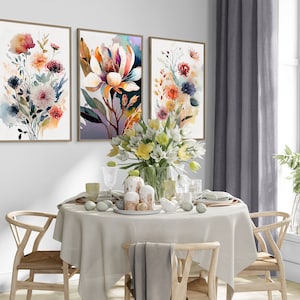 Bright Watercolor Floral Wall Art,4 Pc Botanical Art Prints,gallery ...