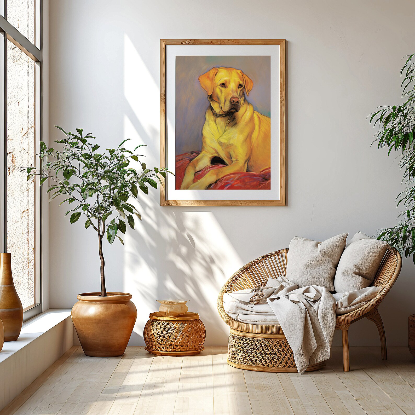 Yellow Labrador Wall Art Print, Dog Painting, Labrador Portrait, Animal ...