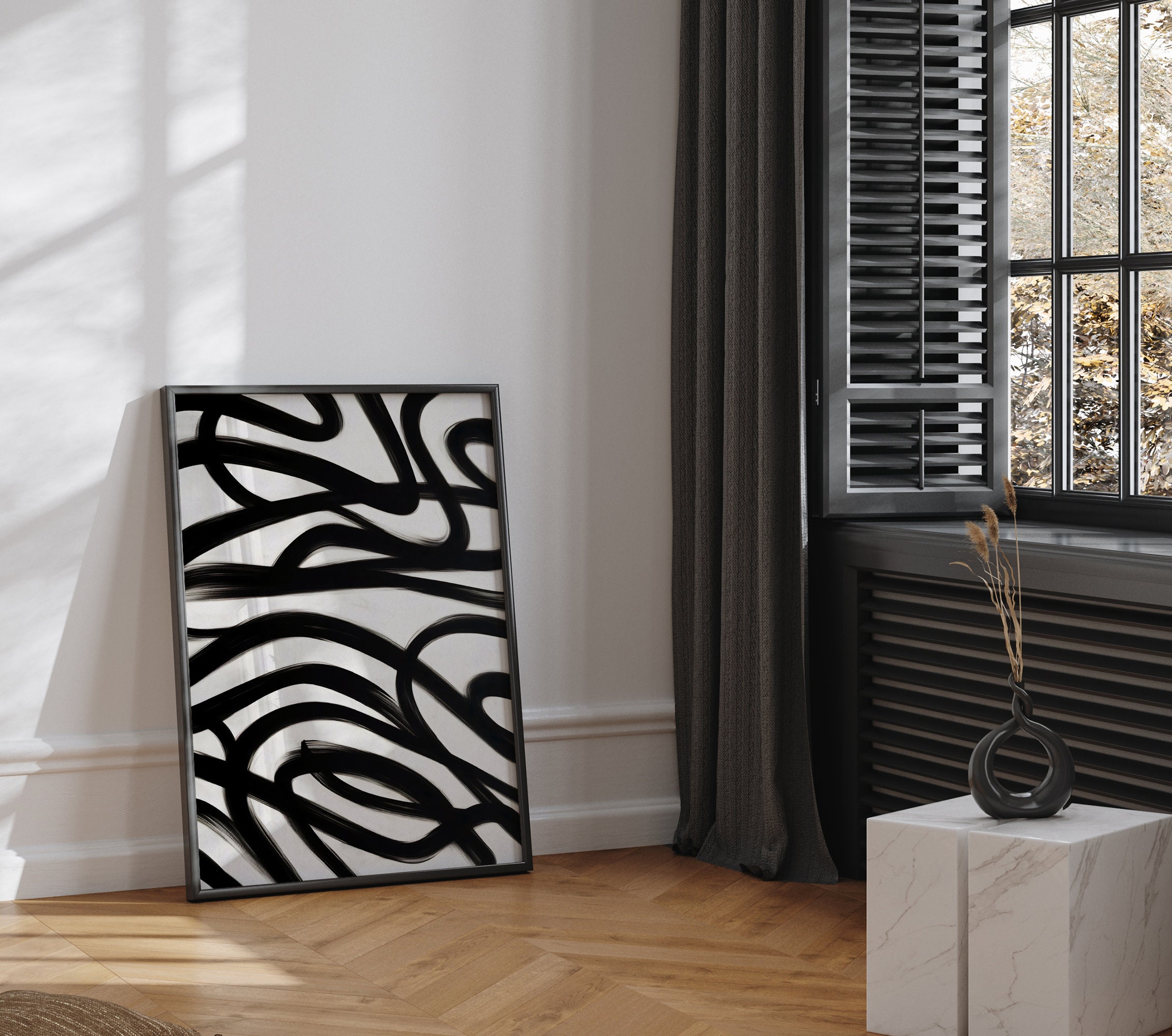 PRINTABLE Black and White Wall Art Print Abstract Poster - Etsy