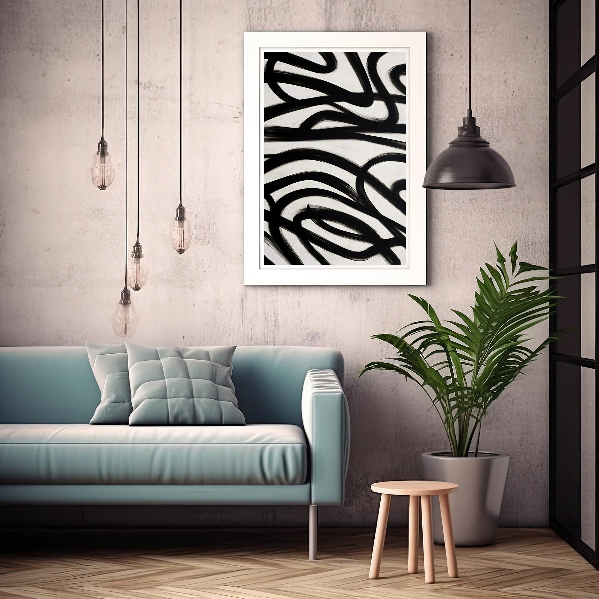 PRINTABLE Black and White Wall Art Print Abstract Poster - Etsy