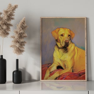 Yellow Labrador Wall Art Print, Dog Painting, Labrador Portrait, Animal ...