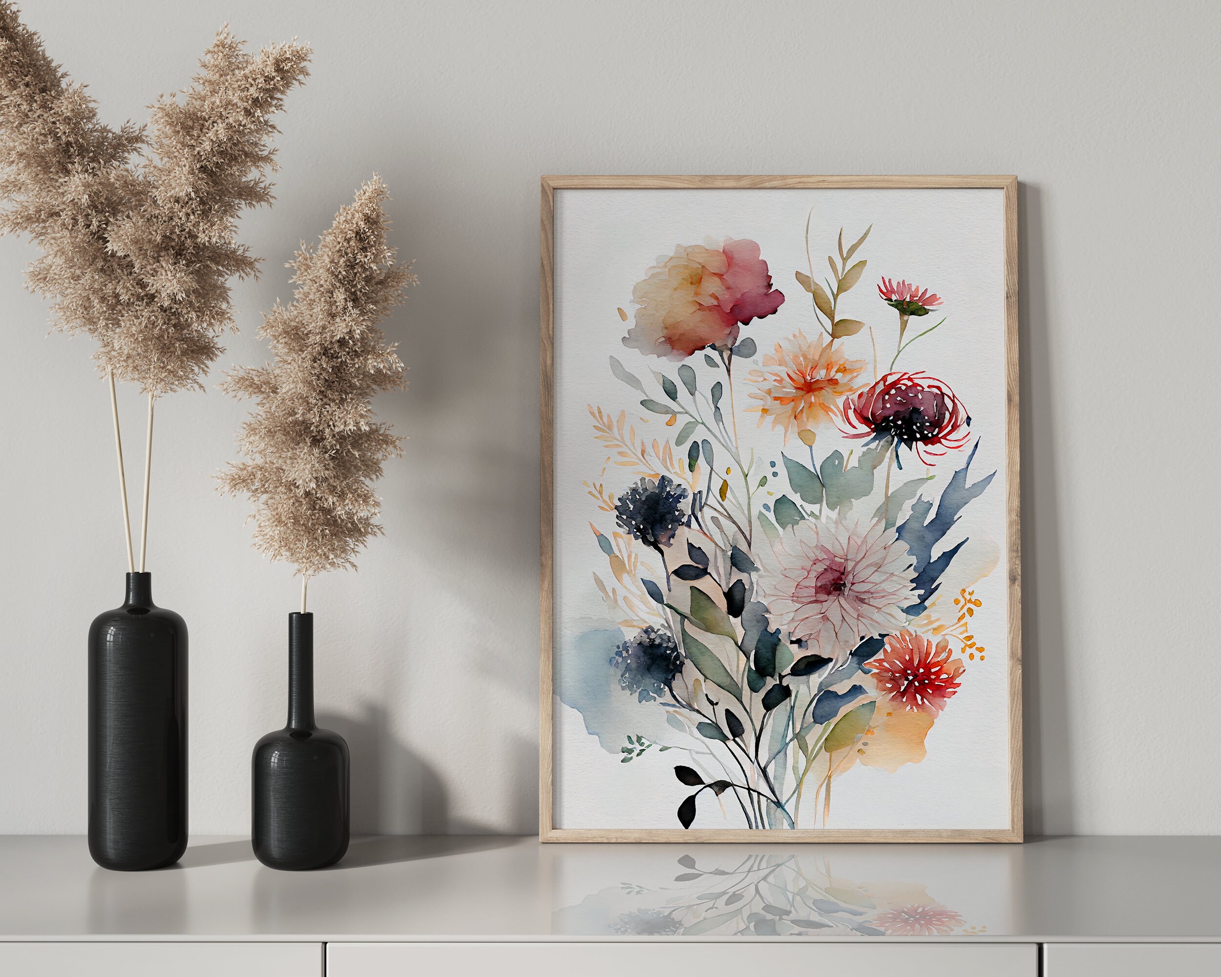 Bright Watercolor Floral Wall Art4 Pc Botanical Art - Etsy