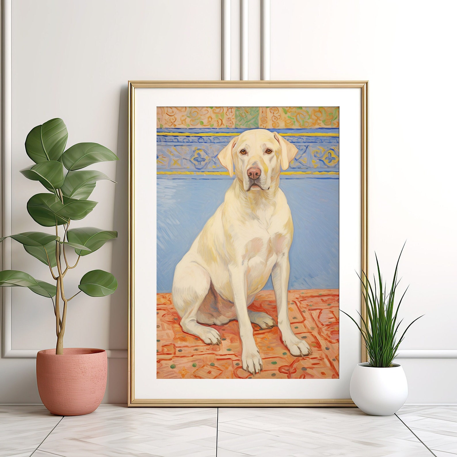 White Labrador Wall Art Print, Dog Painting, Labrador Portrait, Animal ...