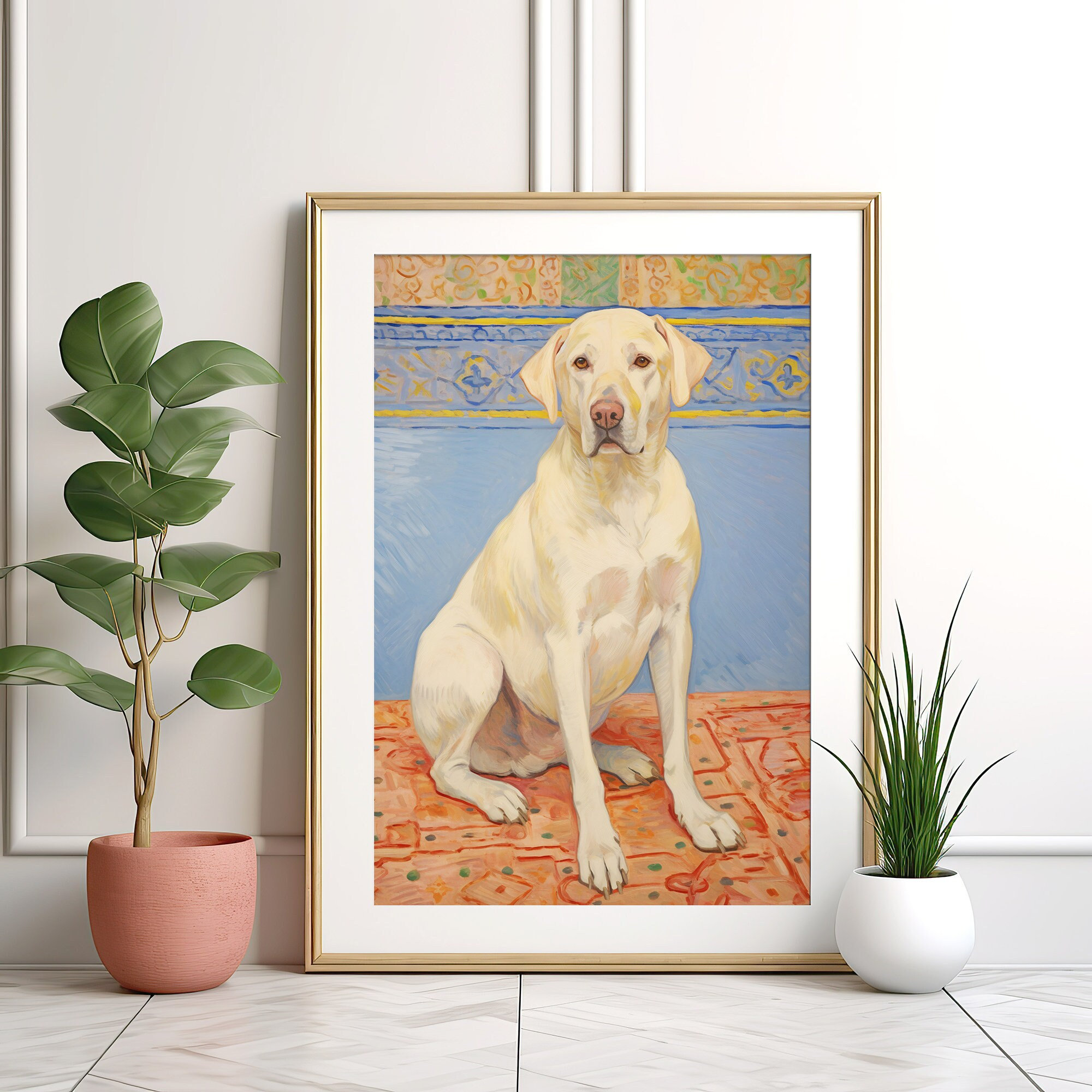 White Labrador Wall Art Print, Dog Painting, Labrador Portrait, Animal ...