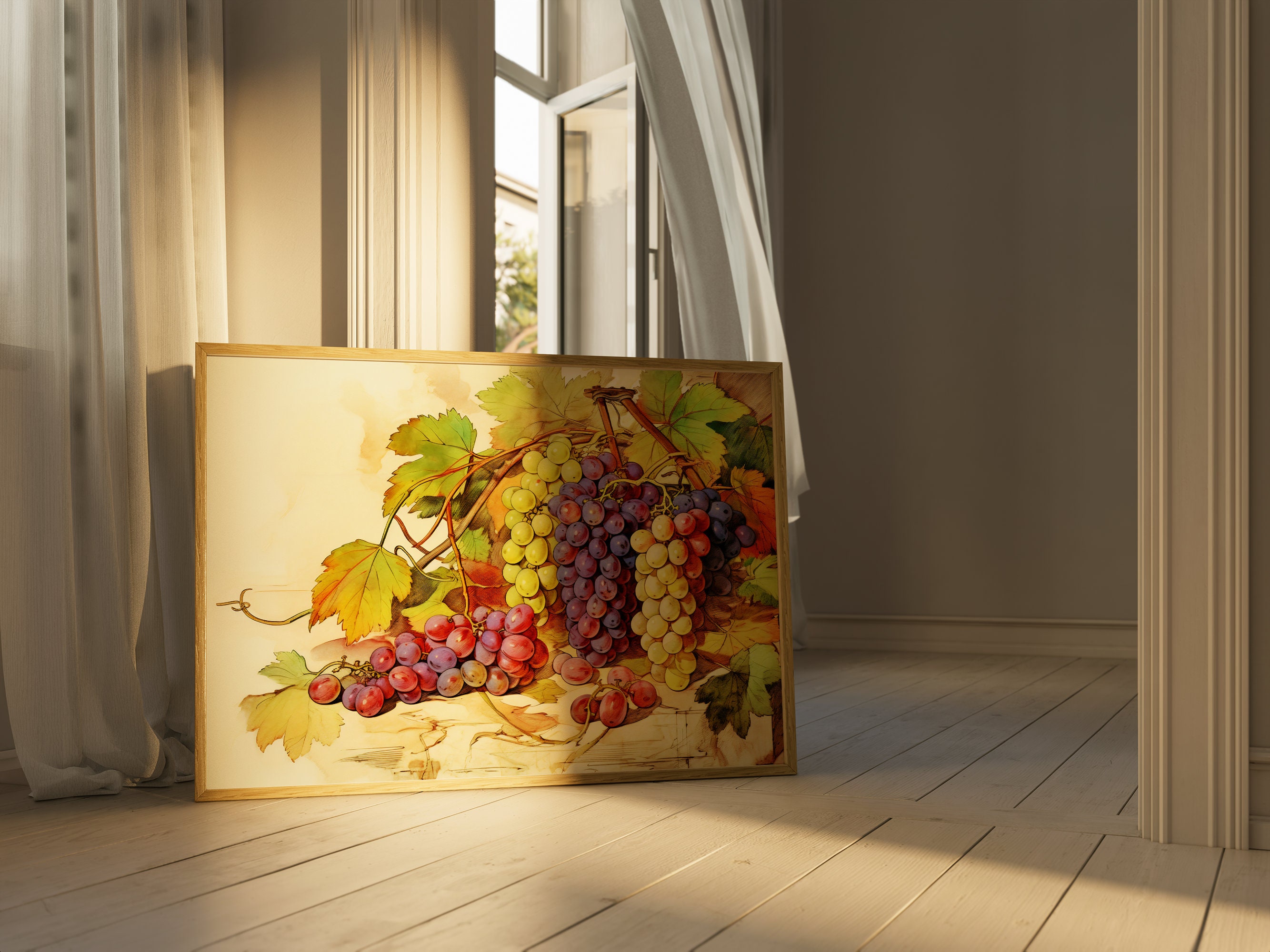 PRINTABLE Kitchen Farmhouse Wall Art Print Grape Vines - Etsy
