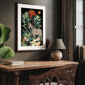 Boho Wall Art PRINTABLE Tropical Plants and Animal Print Mid Century ...