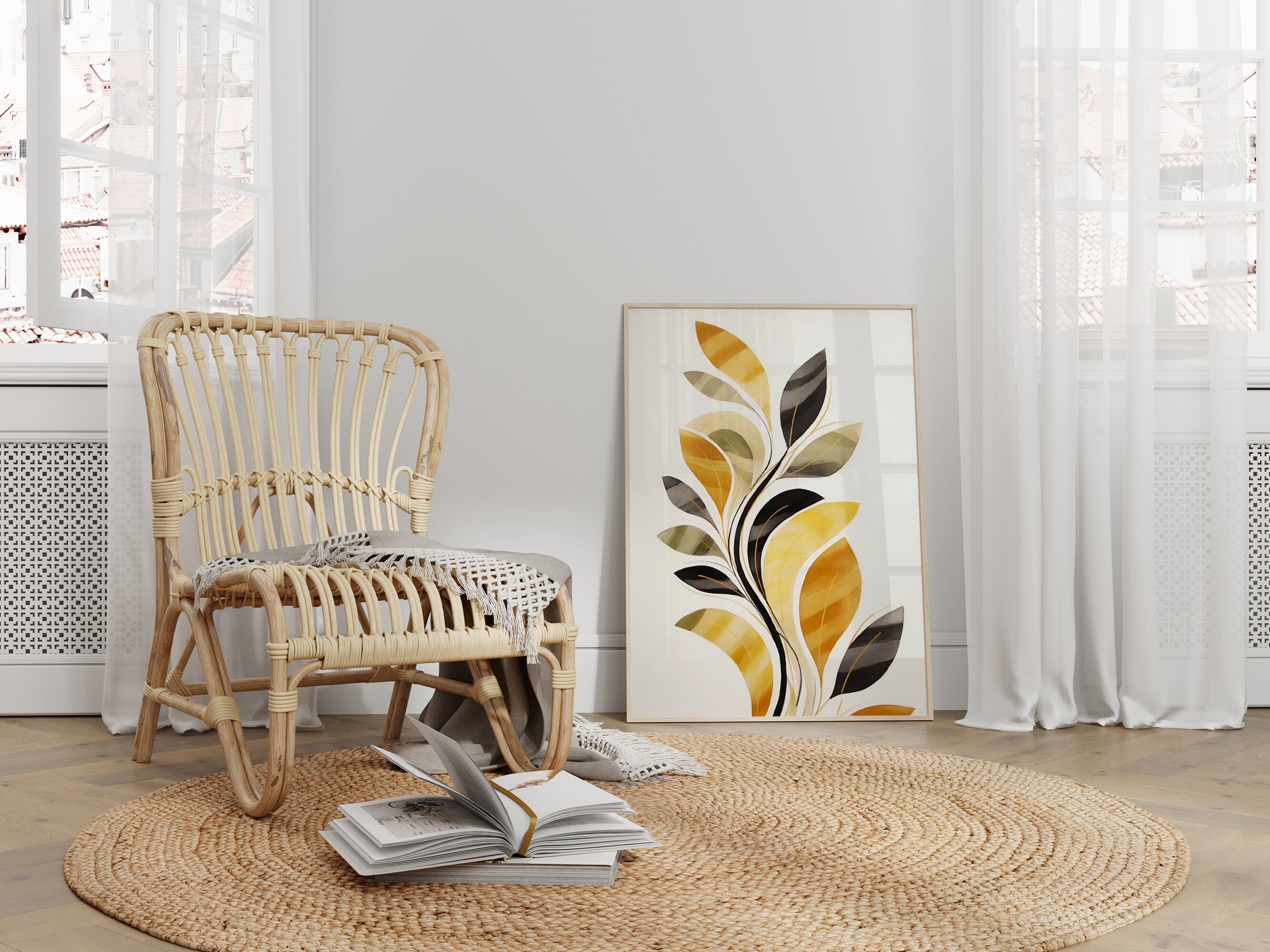 Boho Wall Art Bohemian Botanical Print Mid Century Modern Wall Decor ...