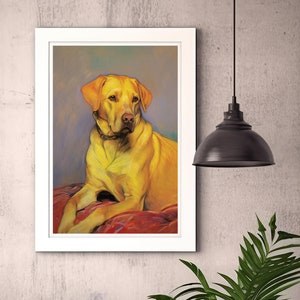 Yellow Labrador Wall Art Print, Dog Painting, Labrador Portrait, Animal ...