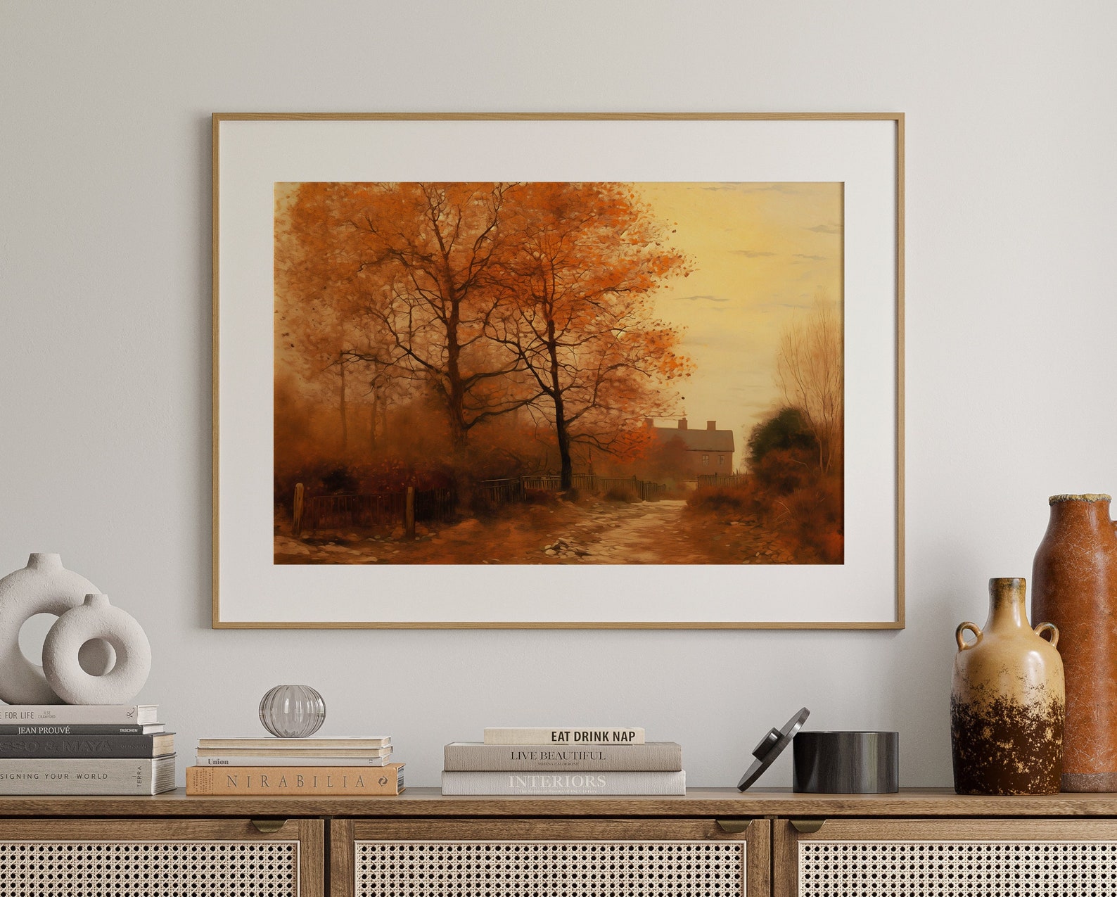Antique Autumn Painting, Moody Fall Wall Art, Autumn Landscape Art ...