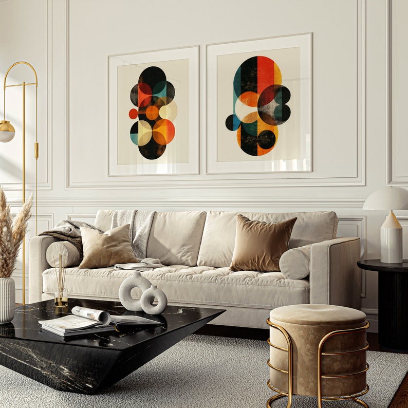 Bauhaus Prints Set of 3: Abstract Geometric Mid Century Art Printable ...