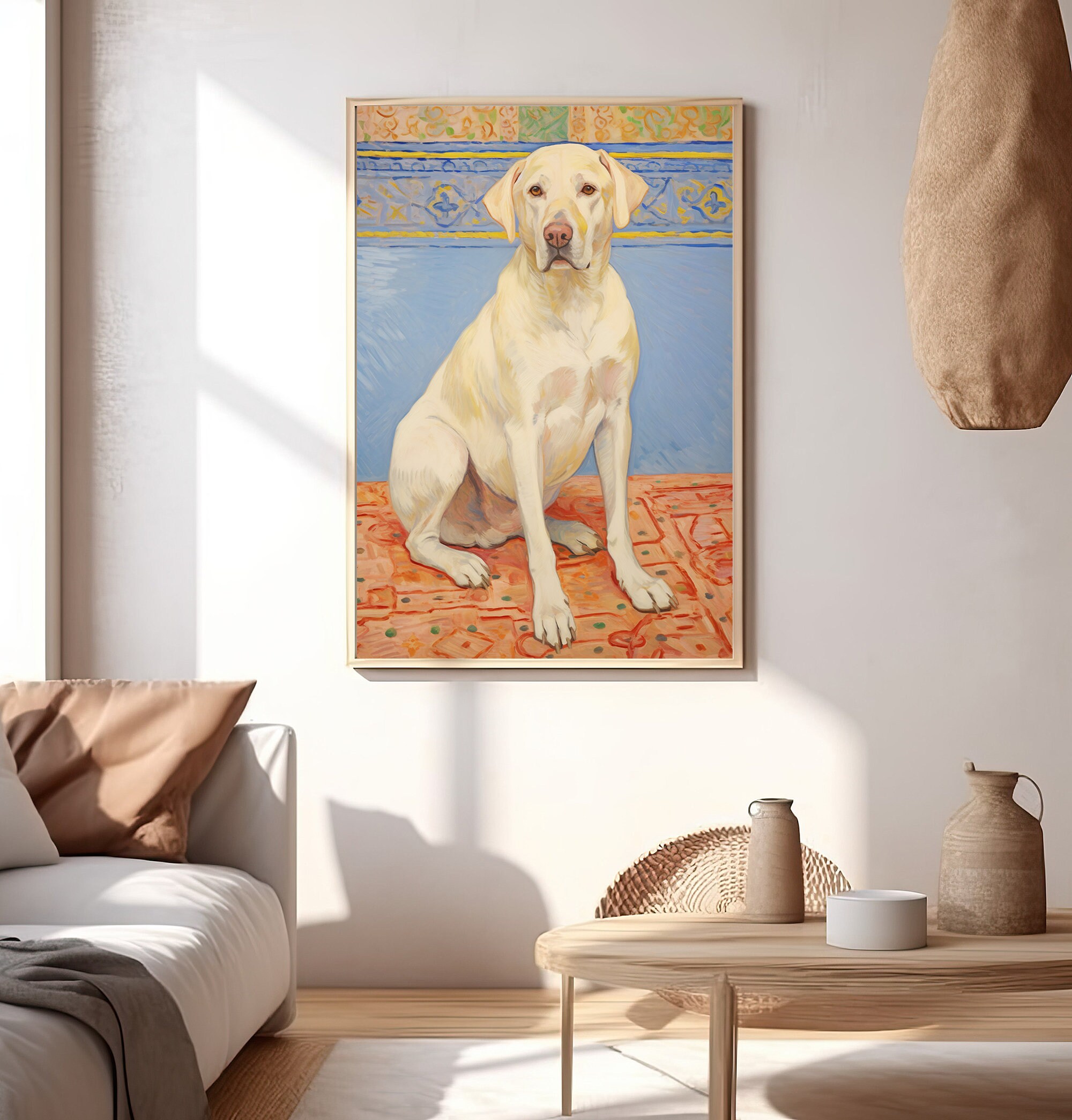 White Labrador Wall Art Print, Dog Painting, Labrador Portrait, Animal ...