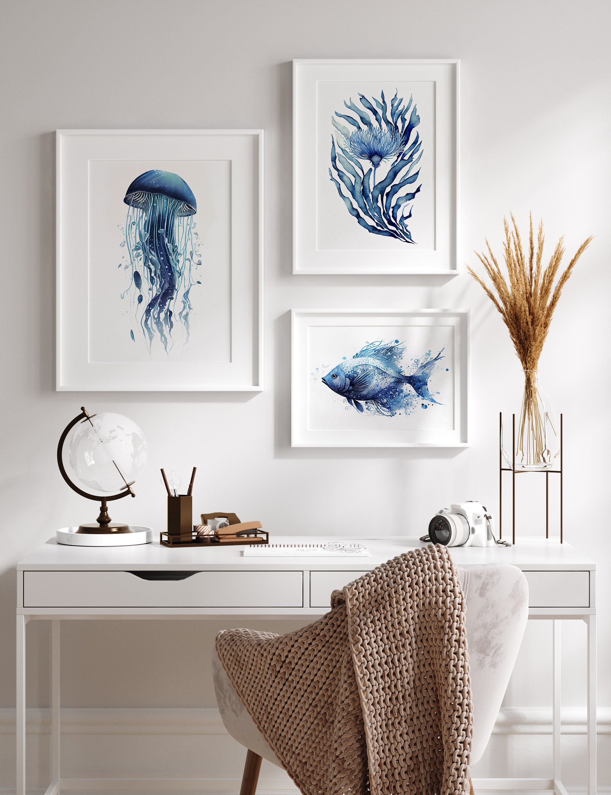 Gallery Wall Prints Set Underwater Animals Watercolor Art - Etsy