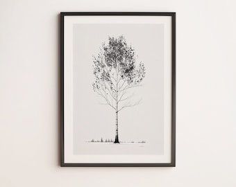 PRINTABLE Minimalist Birch Tree Poster Black and White Art - Etsy