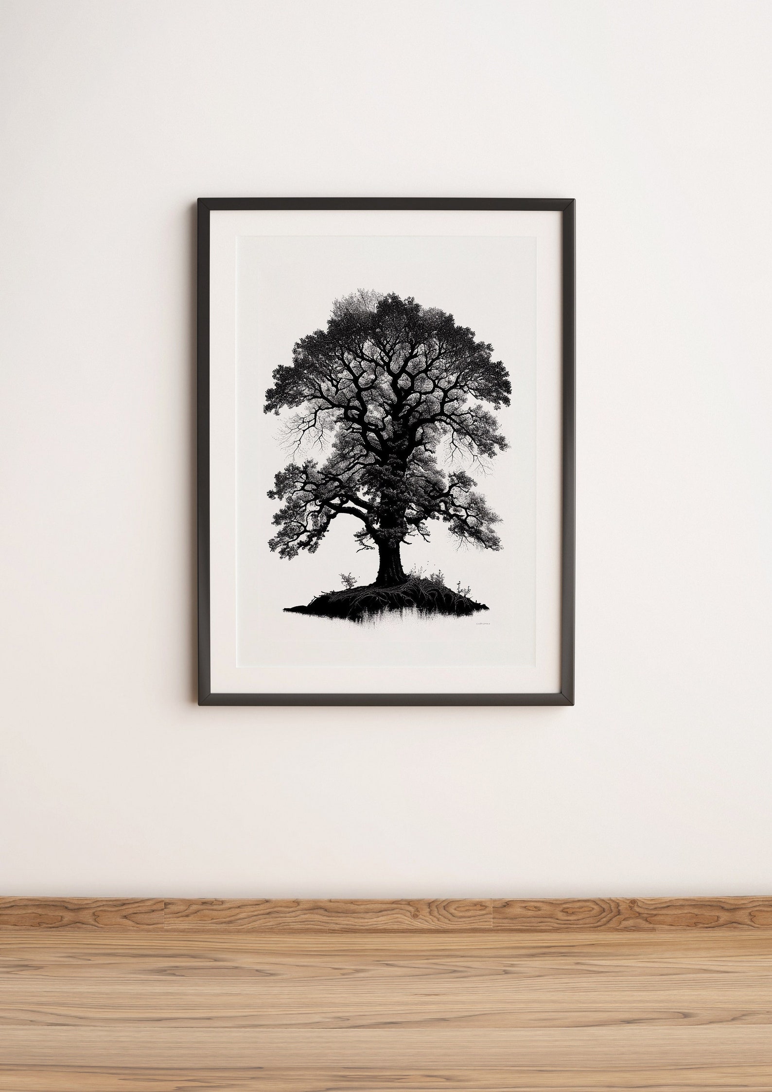 PRINTABLE Minimalist Oak Tree Poster - Black and White Art - Etsy