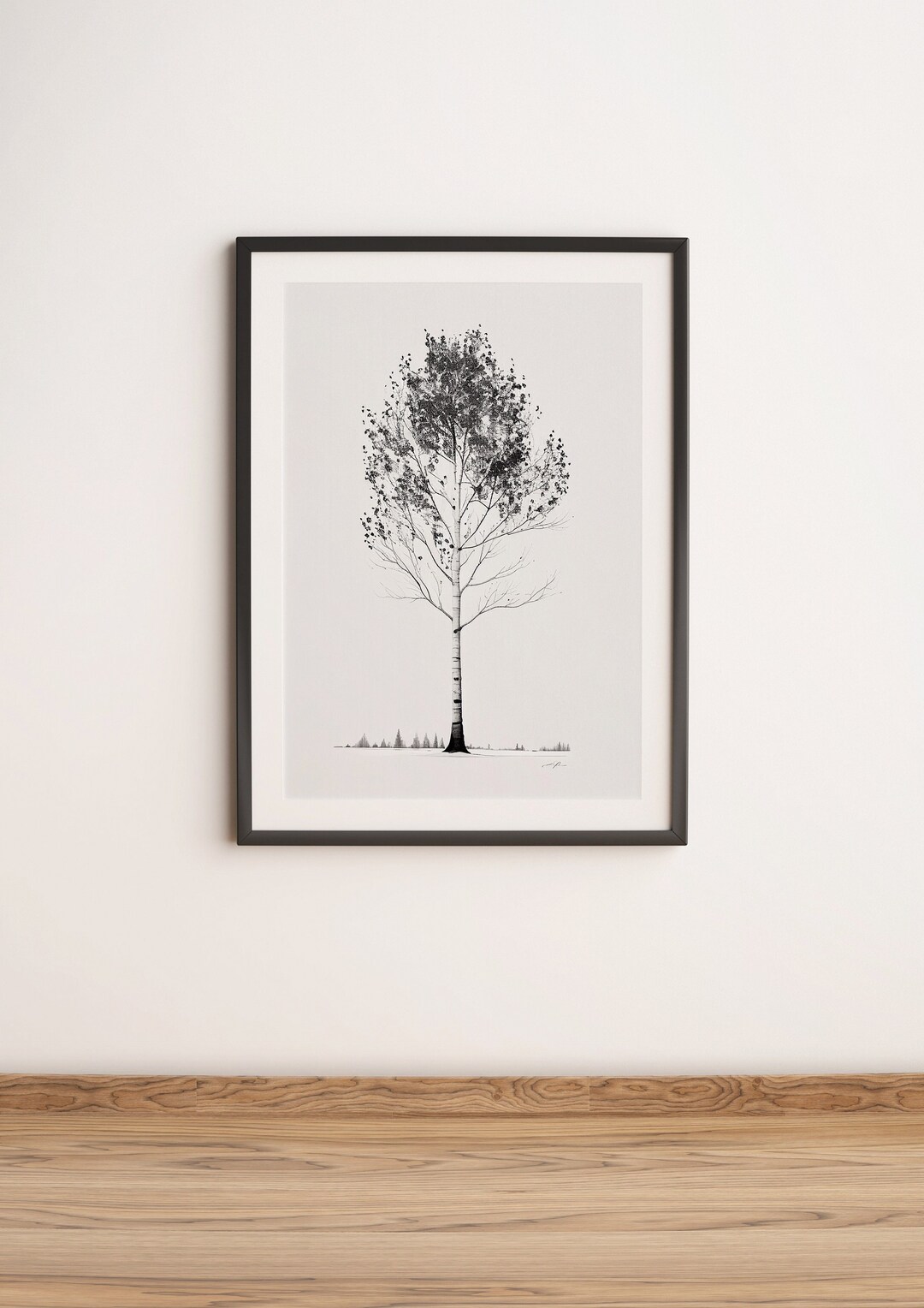 PRINTABLE Minimalist Birch Tree Poster - Black and White Art - Etsy