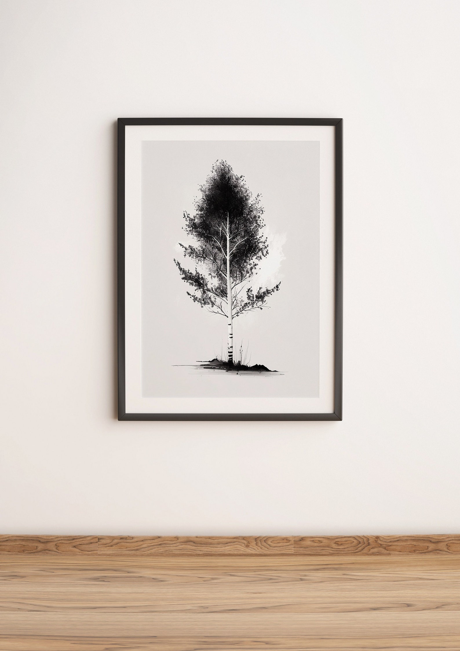 PRINTABLE Minimalist Birch Tree Poster Black and White Art - Etsy