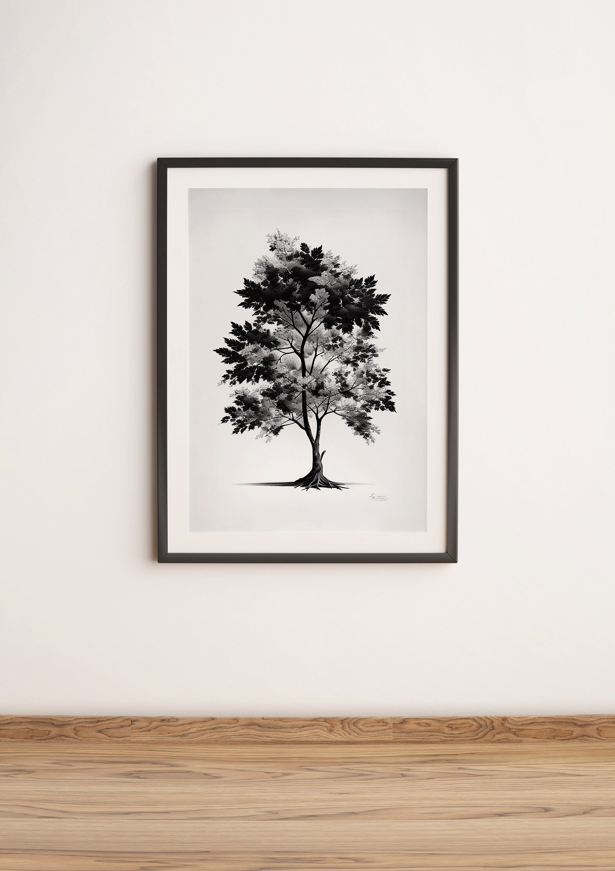 PRINTABLE Minimalist Maple Tree Poster - Black and White Art - Etsy