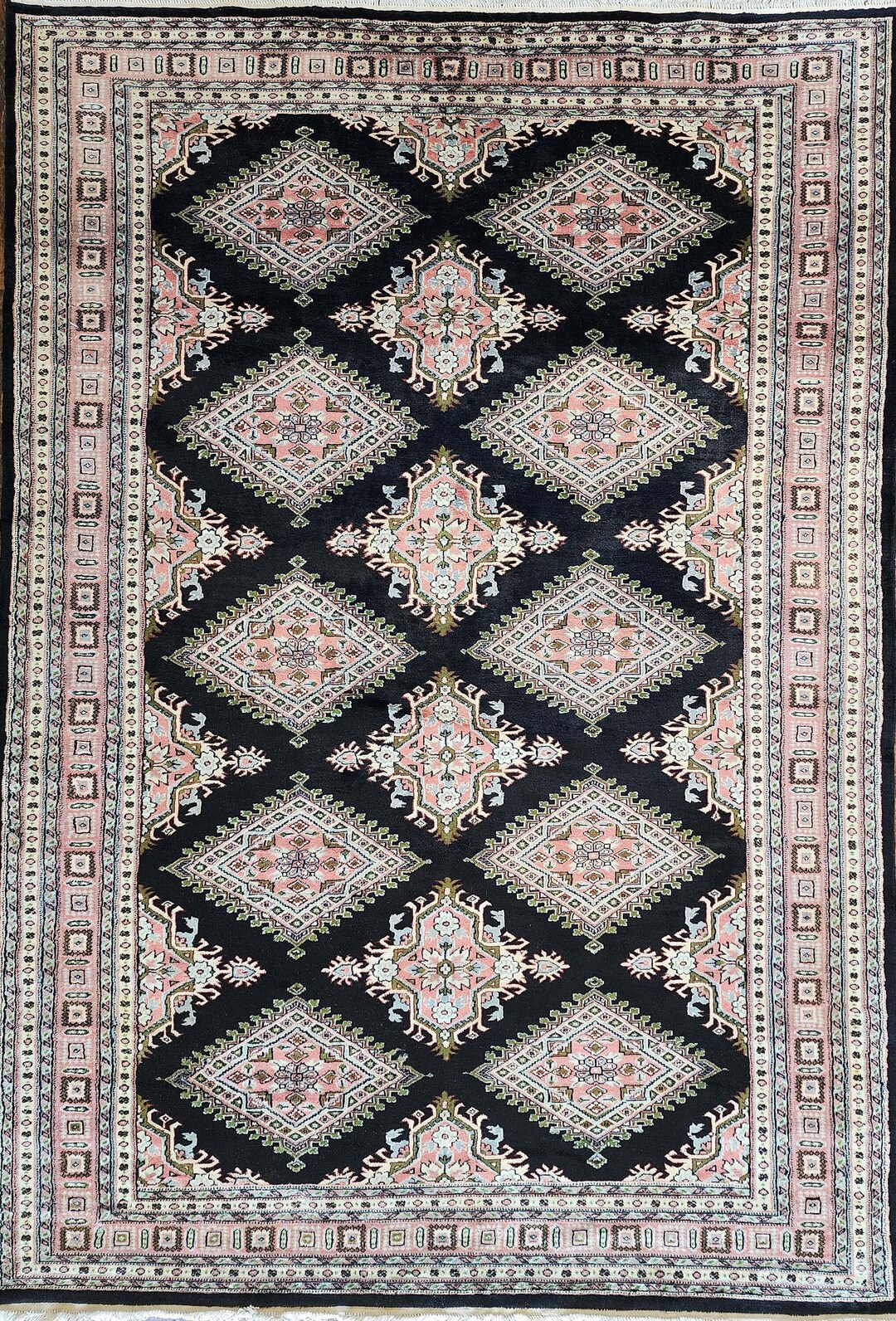 Black Jaldar Bokhara Hand Knotted Wool Rug 9.1ft X 6.3ft - Etsy