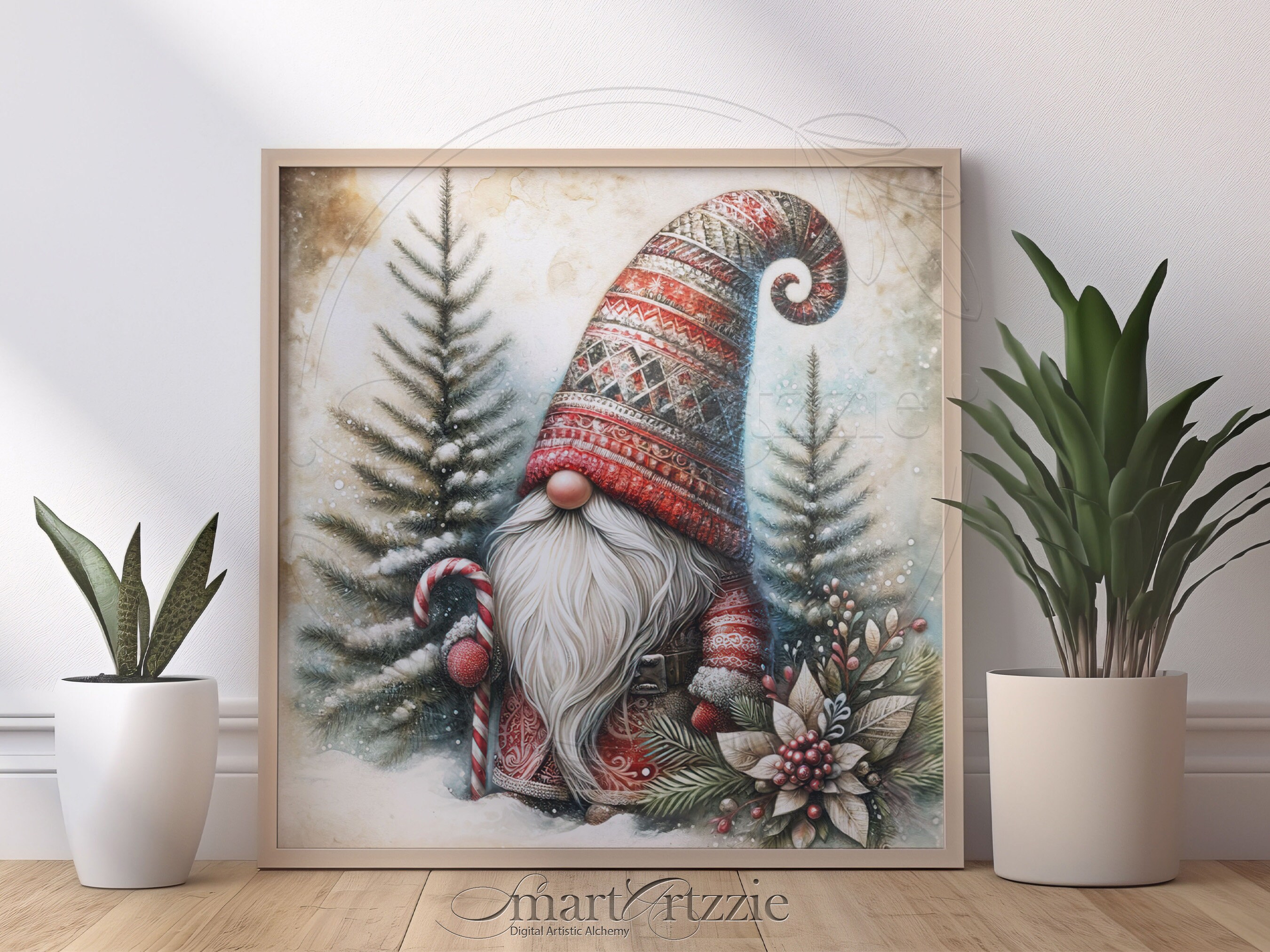 Winter Gnome Watercolor Art Print Whimsical Winter Holiday Decor Cozy ...