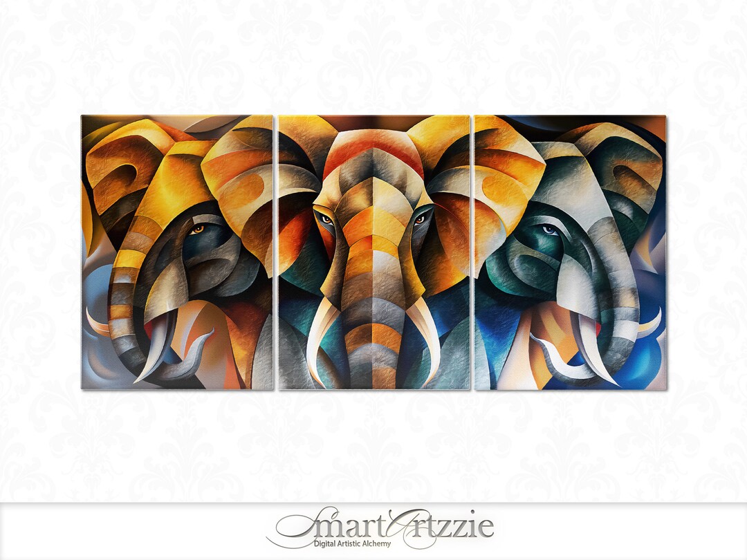 Abstract Elephant Art, Digital Art Download, Contemporary Art, Vibrant ...