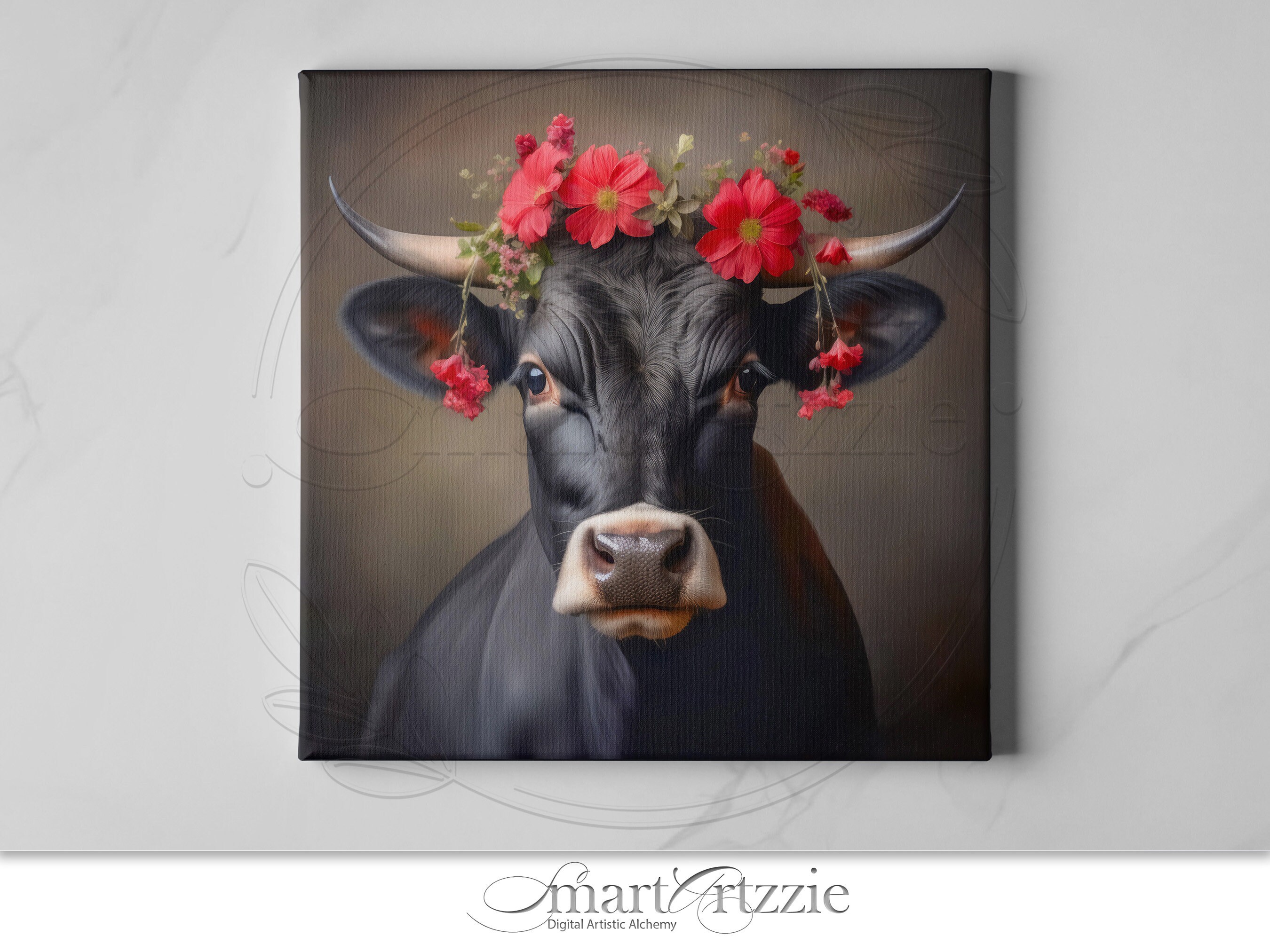 Farm Animals With Spring Flowers Print Set - Rooster, Horse, Cow ...