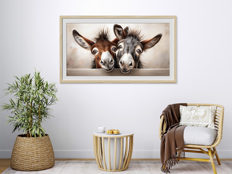 Donkey Duo Art Print: Whimsical Farmhouse Decor (digital Download) - Etsy