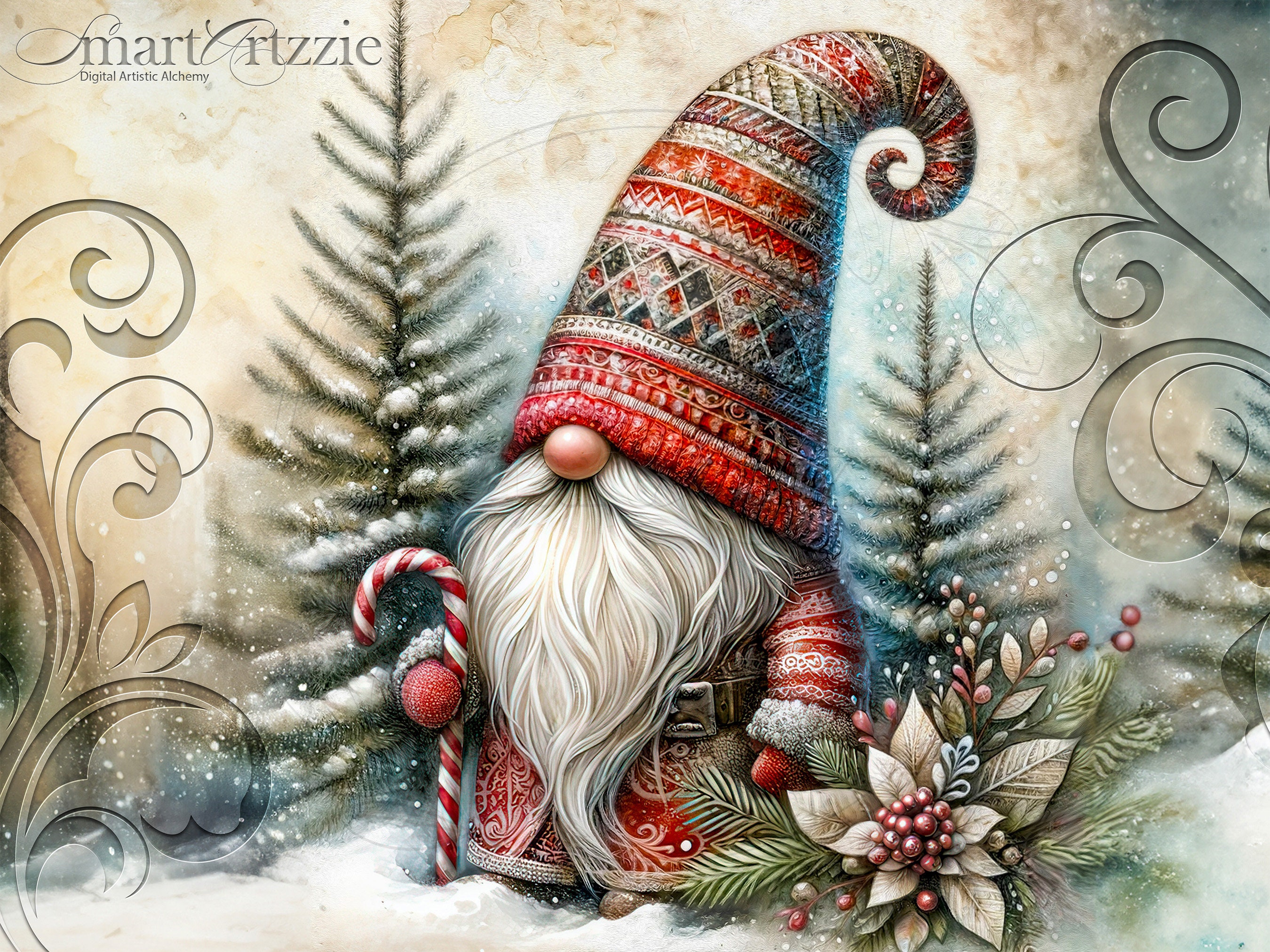 Winter Gnome Watercolor Art Print Whimsical Winter Holiday - Etsy Canada