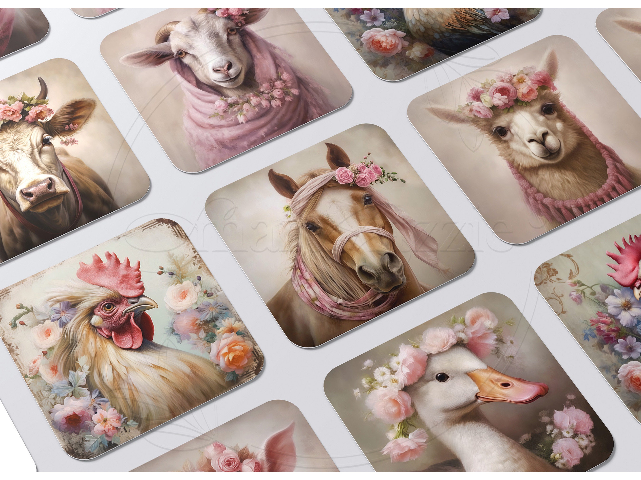 Rustic Farmhouse Wall Art - Printable Animal Prints - Cow, Rooster, Pig ...