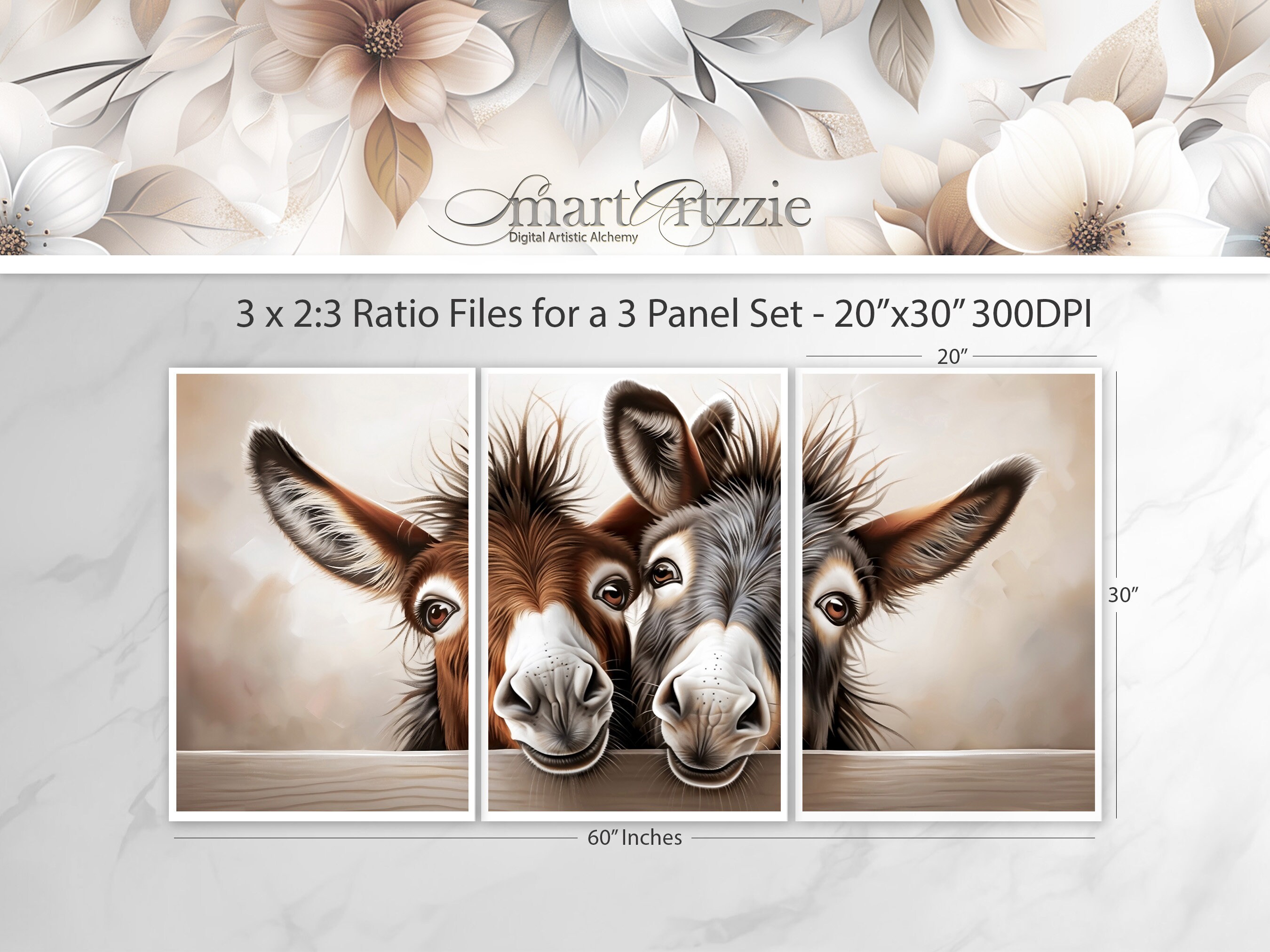 Donkey Duo Art Print: Whimsical Farmhouse Decor (digital Download) - Etsy