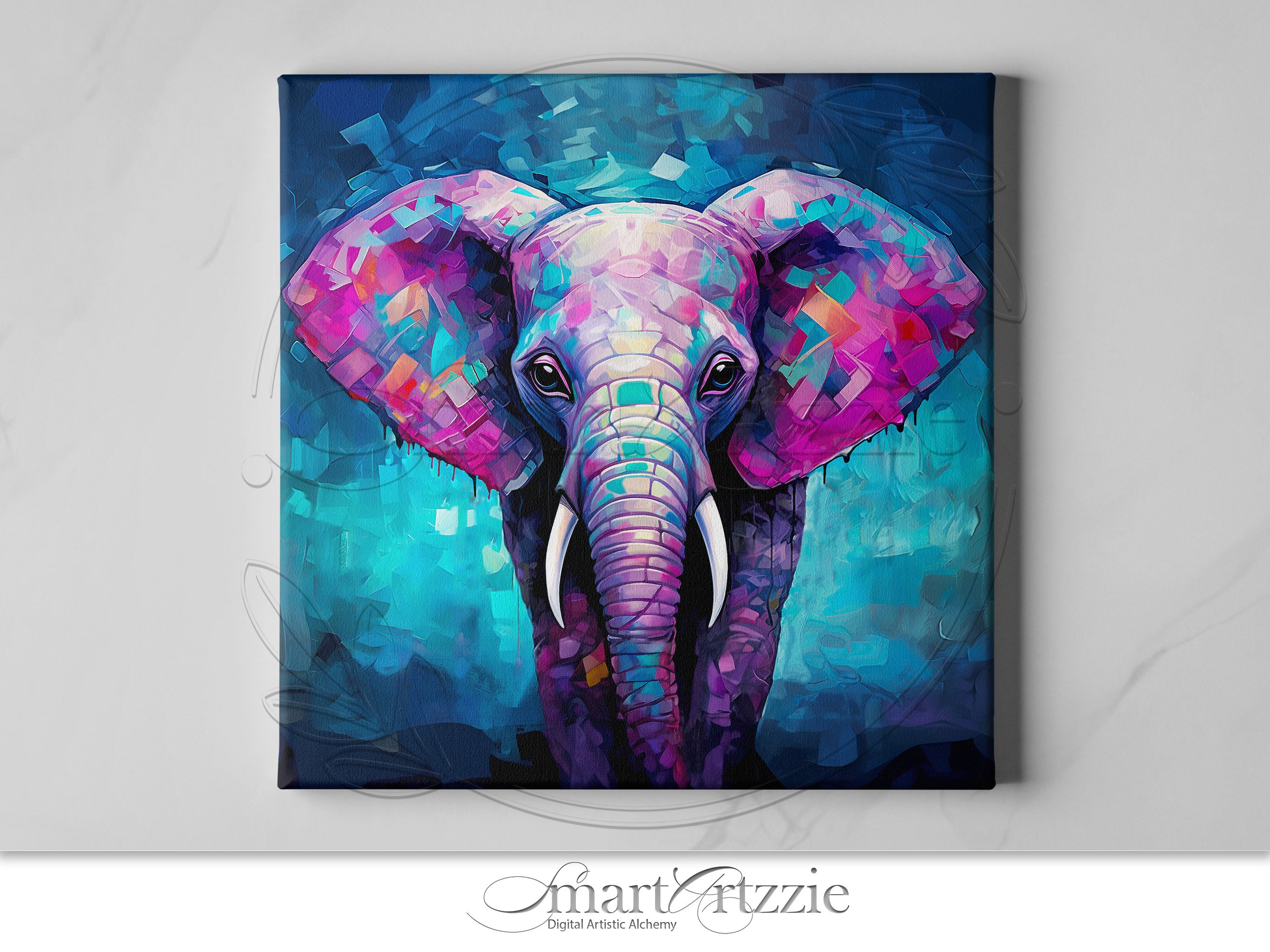 Vibrant Elephant Art Print - Abstract Wildlife Decor, Modern Safari ...