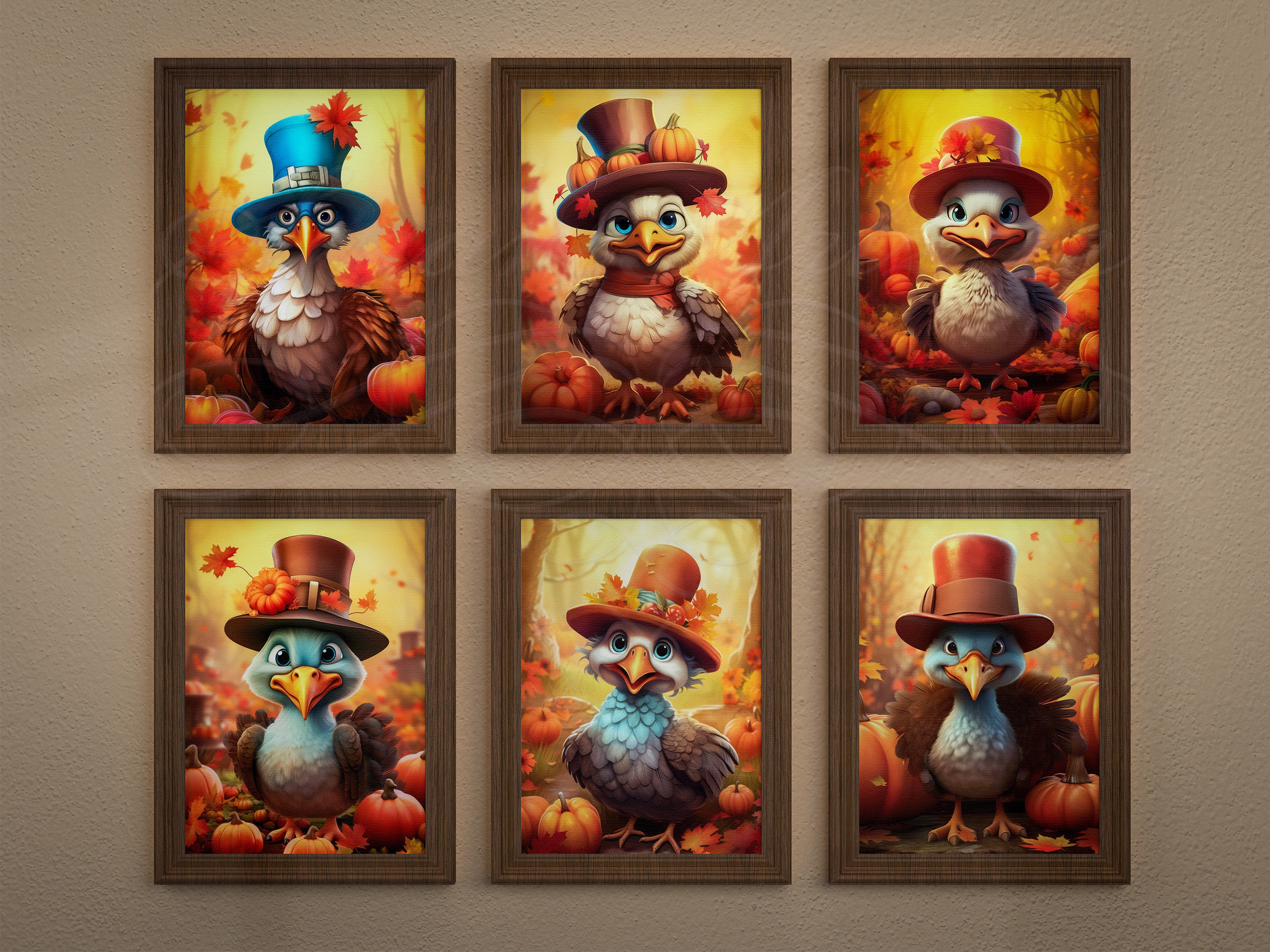 Quirky Expressive Thanksgiving Turkey Prints for Custom Invitations ...