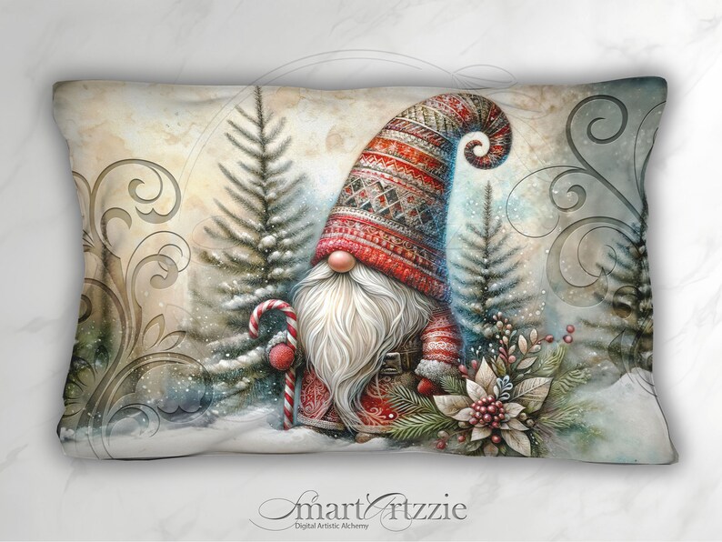 Winter Gnome Watercolor Art Print - Whimsical Winter Holiday Decor ...