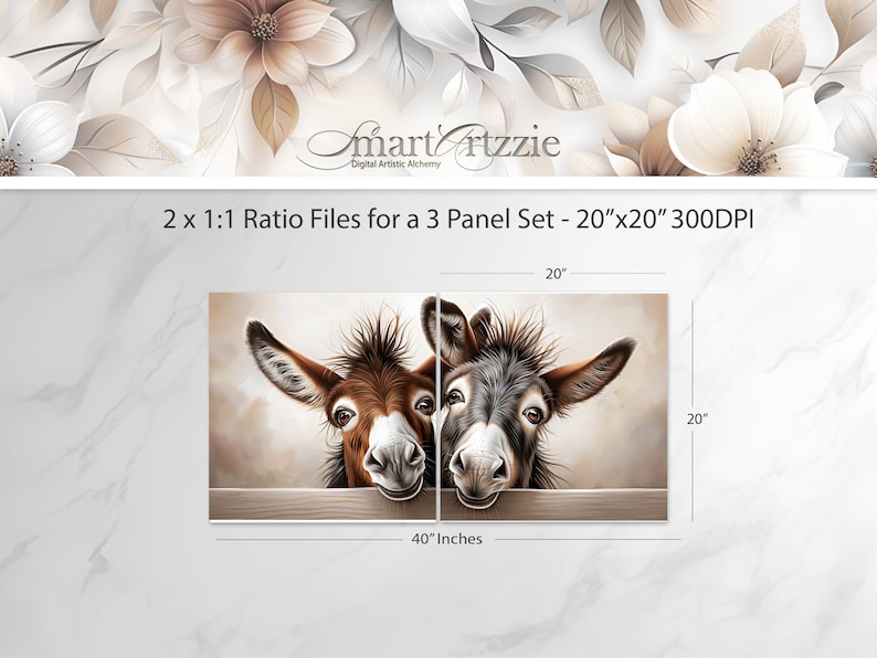 Donkey Duo Art Print: Whimsical Farmhouse Decor (digital Download) - Etsy