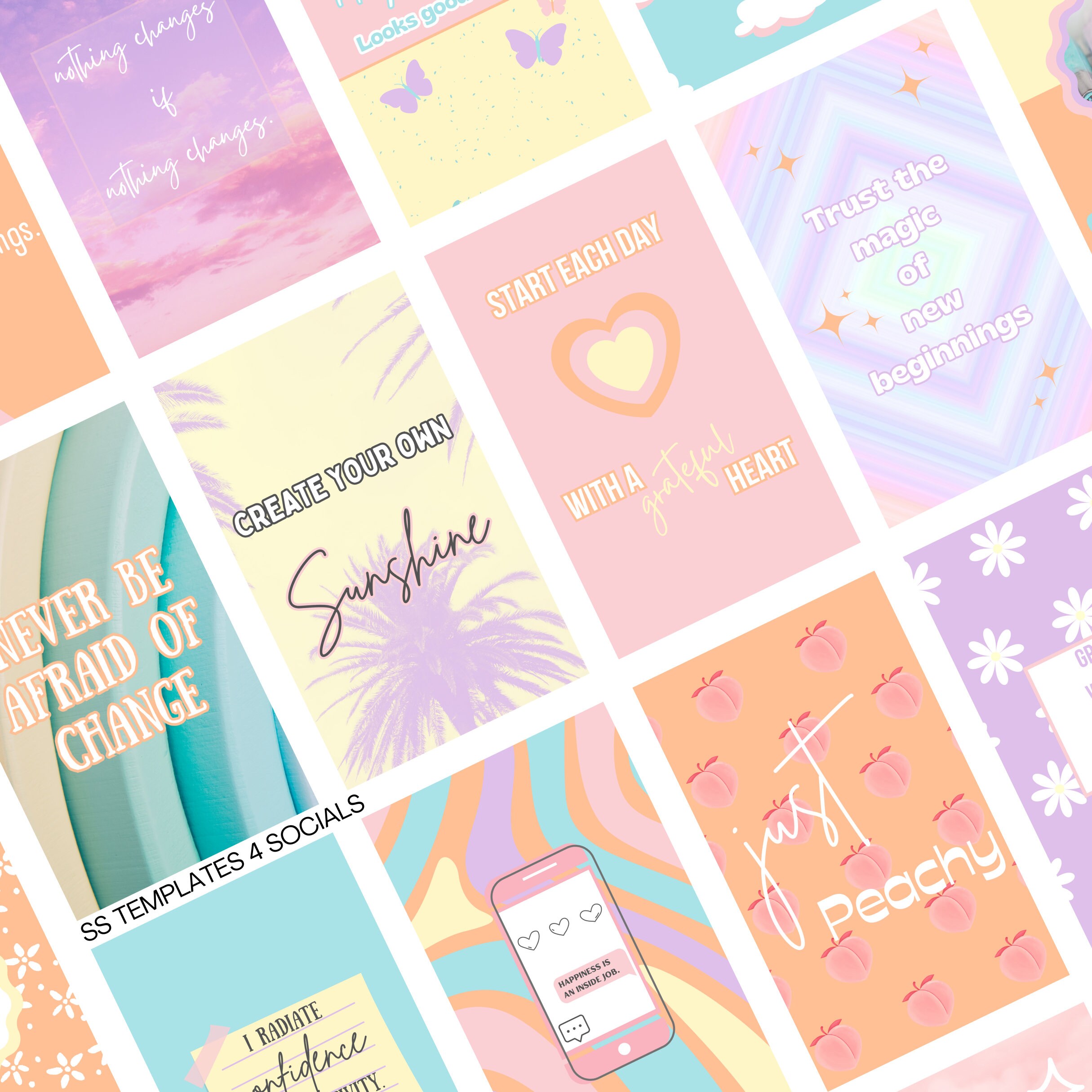 70 Instagram Templates Rainbow Pastel Instagram Post - Etsy