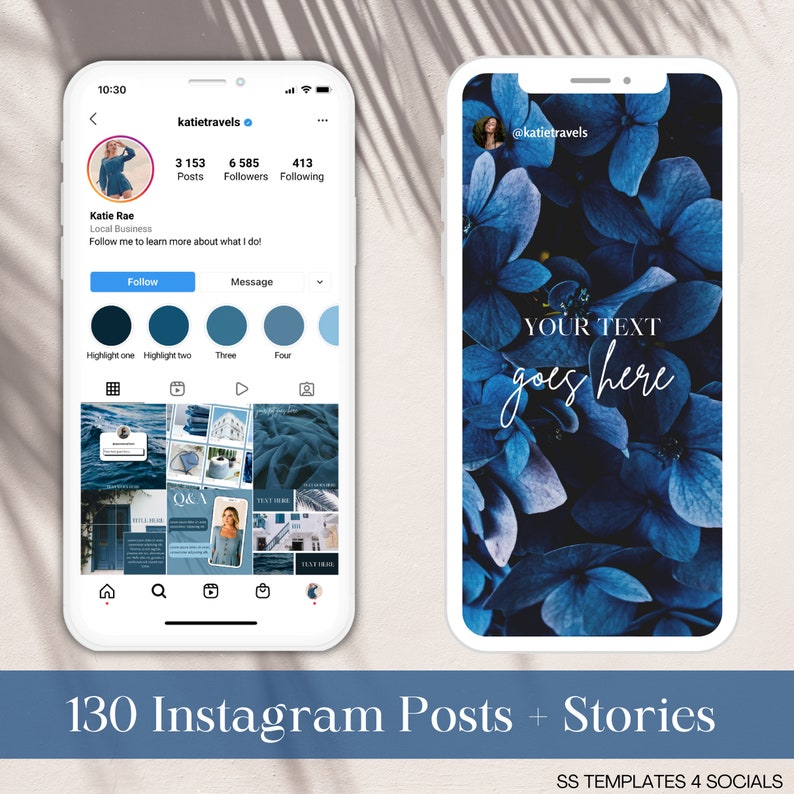 Instagram Templates Blue Tropical Blue Instagram Post Blue - Etsy