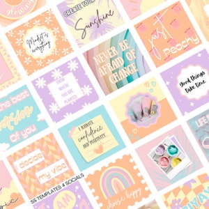 70 Instagram Templates Rainbow Pastel | Instagram Post Templates ...