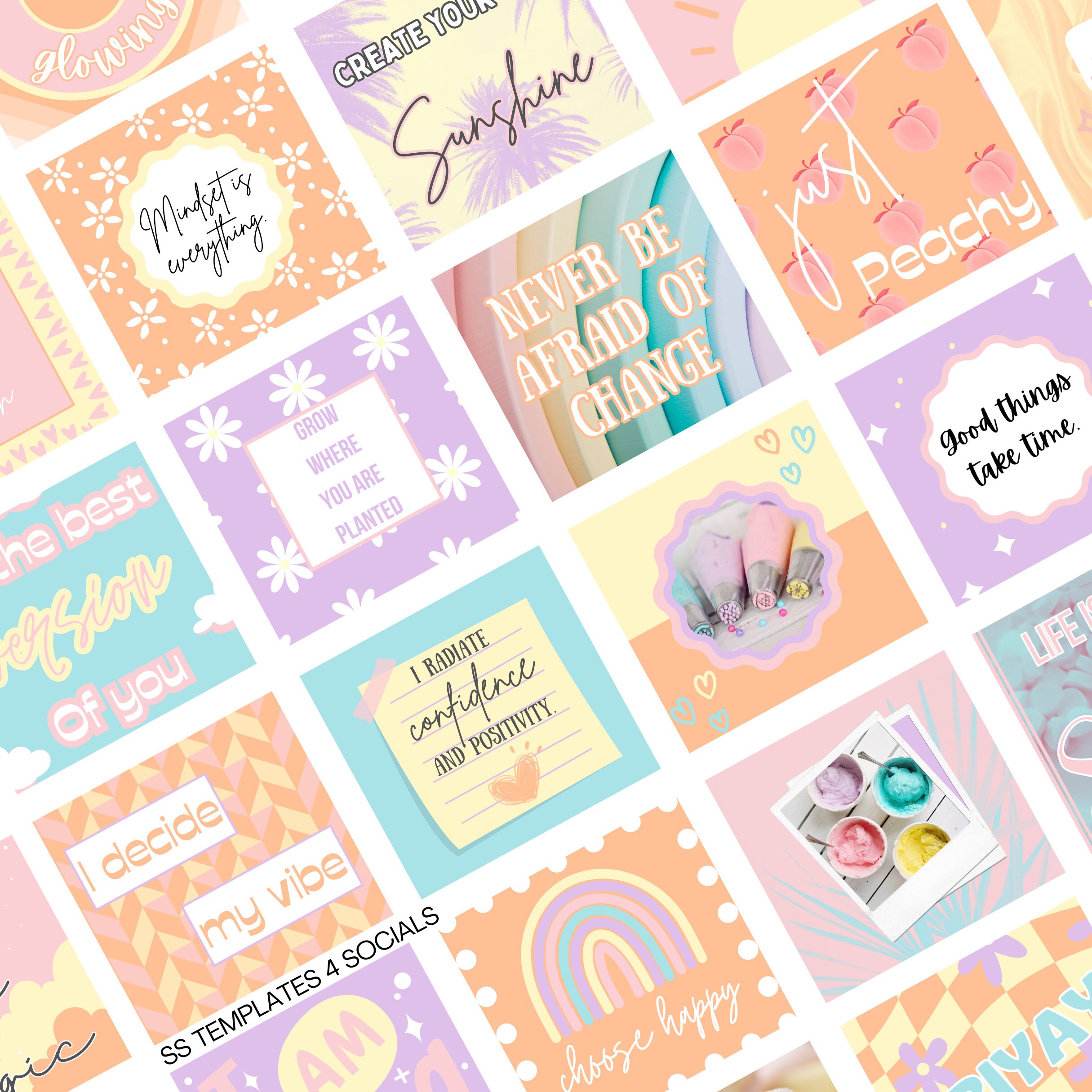 70 Instagram Templates Rainbow Pastel Instagram Post - Etsy