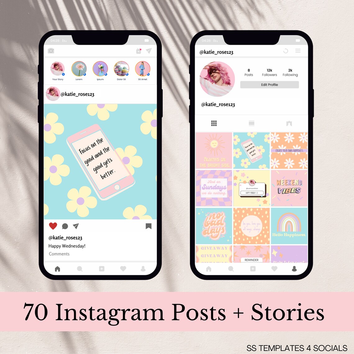 70 Instagram Templates Pastel | Instagram Post Templates Colorful ...
