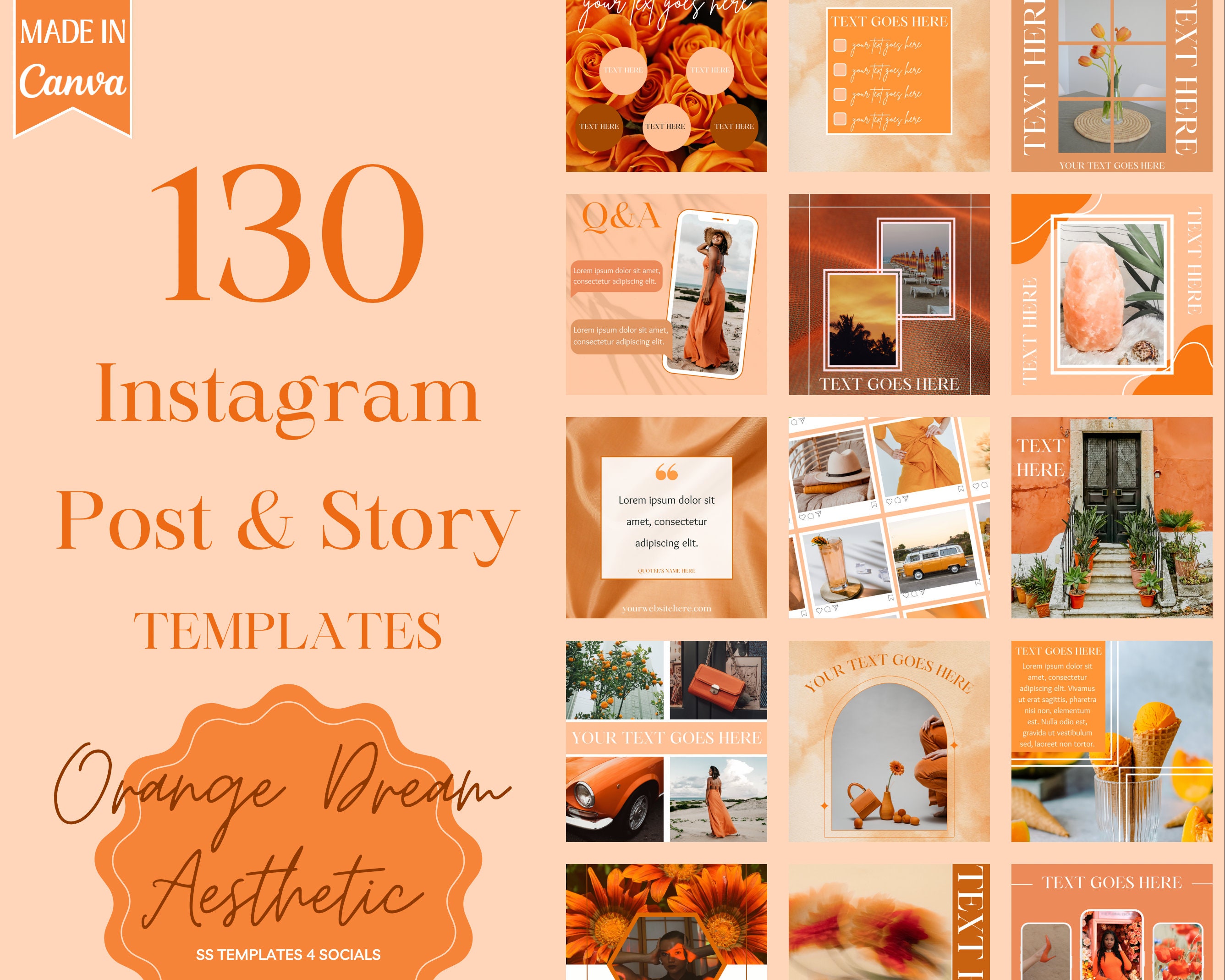 Instagram Templates Orange | Orange Instagram Post | Orange Instagram ...