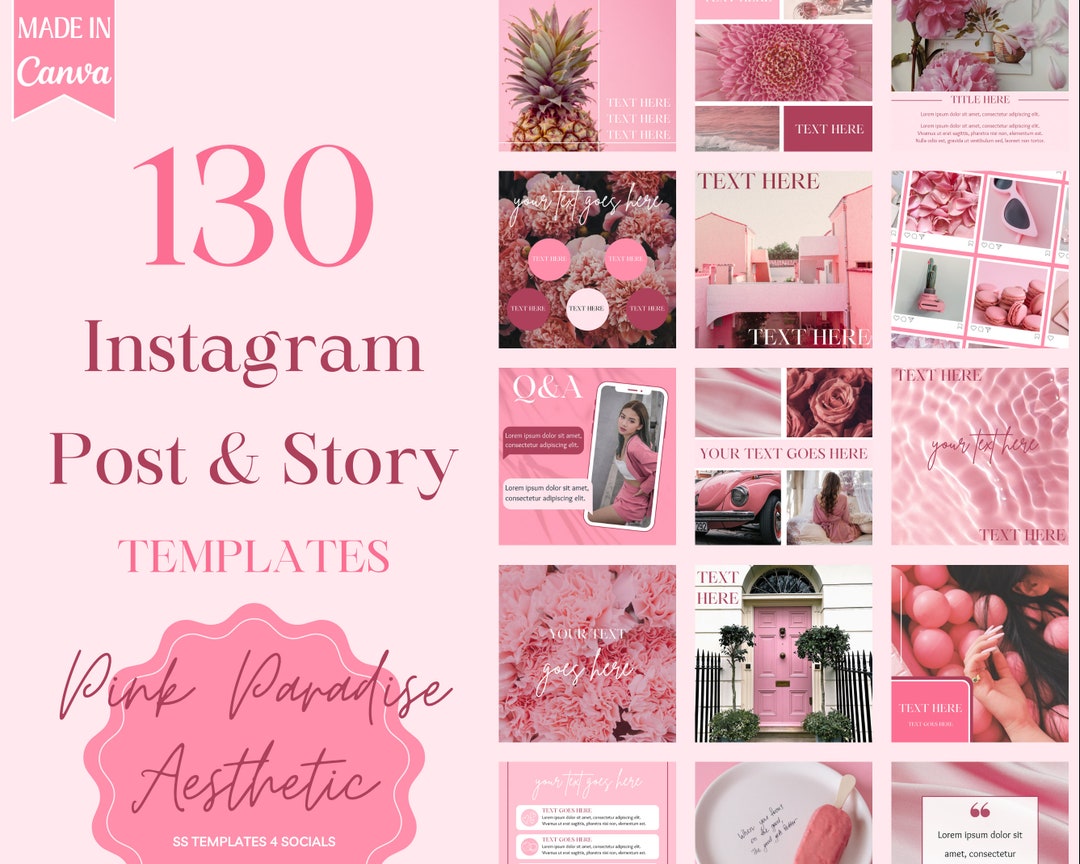 Instagram Templates Pink | Pink Instagram Post | Pink Instagram Feed ...