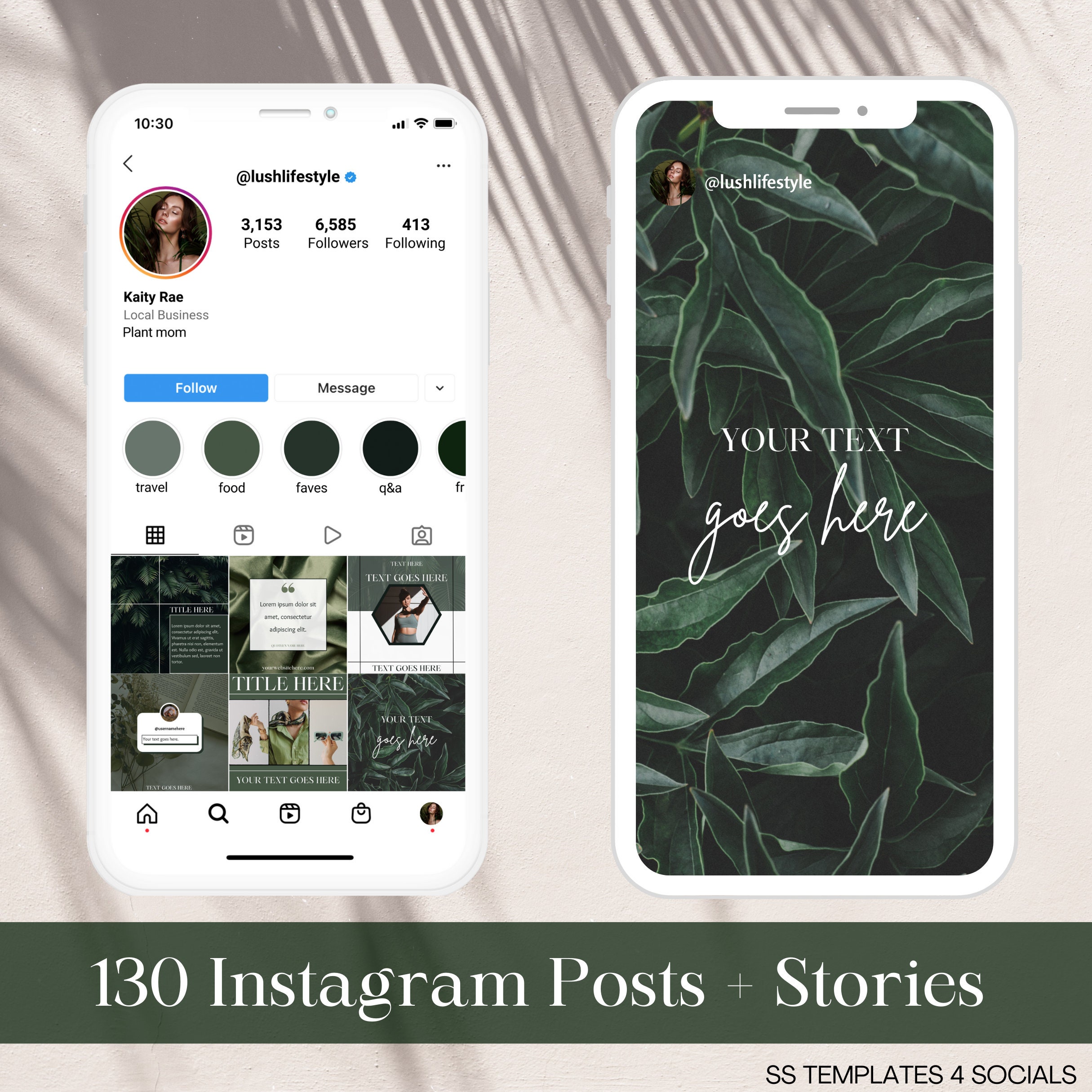 Instagram Templates Green Botanical Tropical Instagram Post Green ...