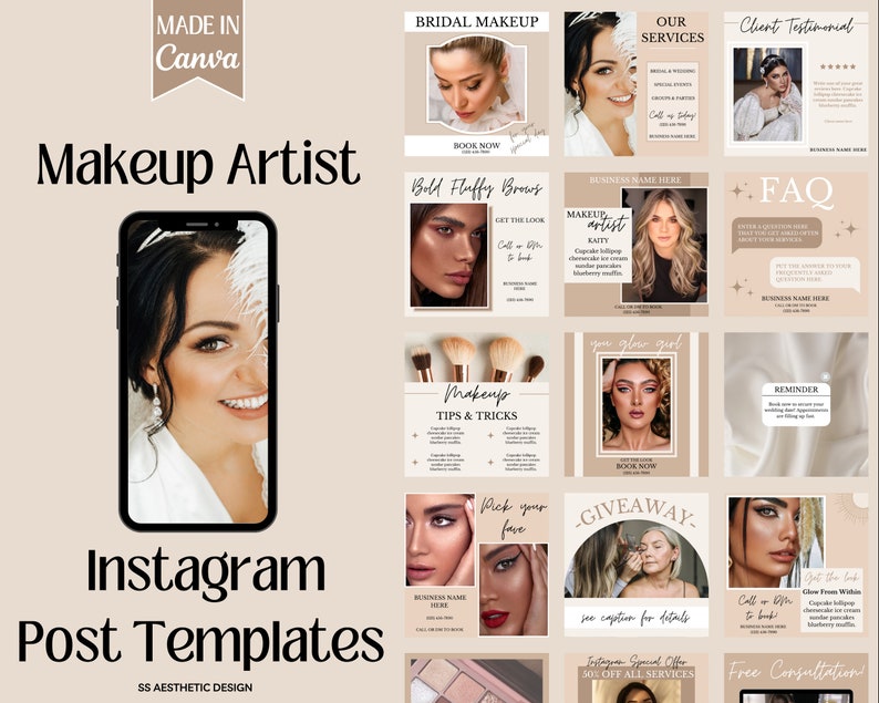 Makeup Artist Instagram Post Templates | Beauty Skincare Template ...