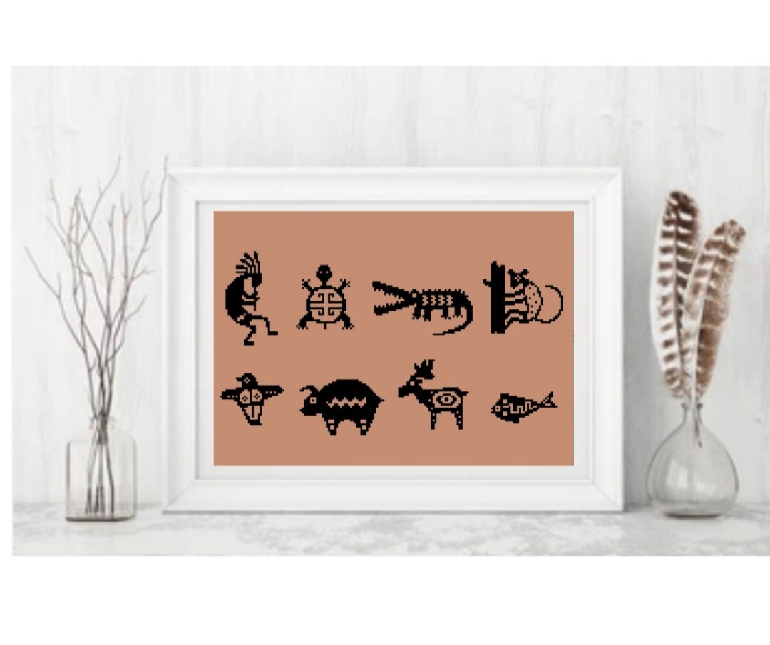 Wall Art Cross Stitch Pattern. Pictographs Cave Drawings. Digital PDF ...