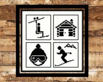 Powder Day Cross Stitch Pattern Snow Day Skiing Cross Stitch ...